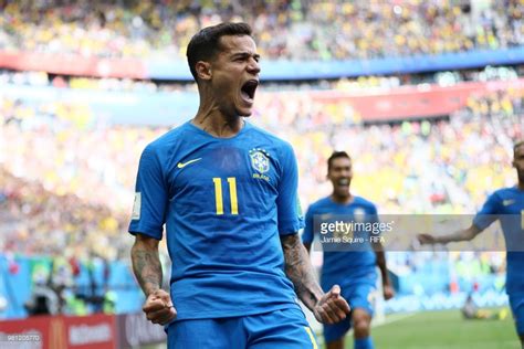 Philippe Coutinho Of Brazil Celebrates Scoring The Opening Goal