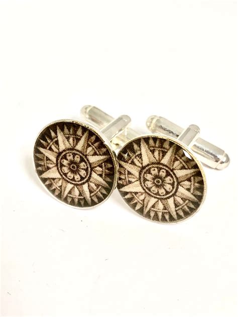 Antique Compass Cufflinks Compass Cufflinks Travel Cufflinks Map