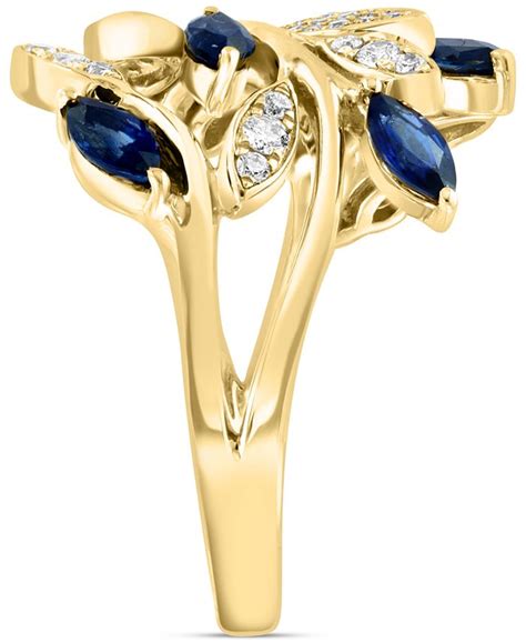 Effy Collection Effy® Sapphire 3 4 Ct T W And Diamond 1 4 Ct T W Vine Ring In 14k Gold