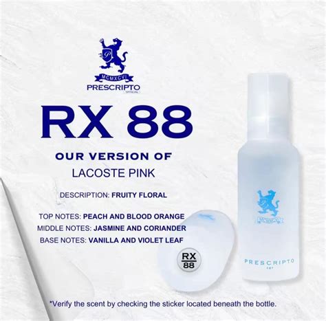 Prescripto Perfume Rx88 Lacoste Pink Women 60ml Small