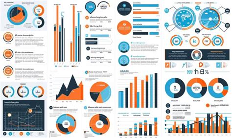 An Array Of Colorful Infographics Displaying Various Data Visualizations In A Modern Style