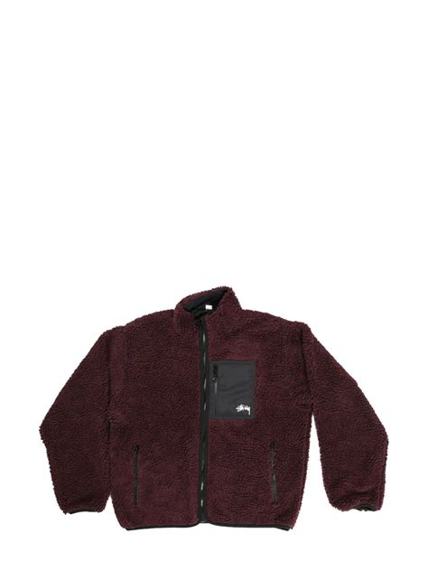 Stussy Reversible Fleece Texture Jacket In Red Modesens