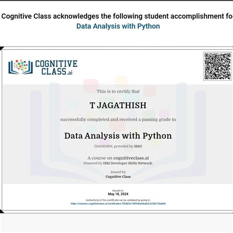 T Jagathish On Linkedin A Course On Cognitiveclassai Powered By Ibm Developer Skills