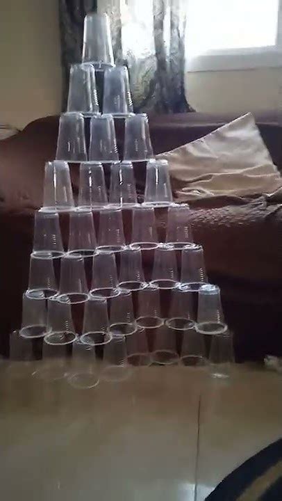 Curve Tower Of Plastic Cups Youtube