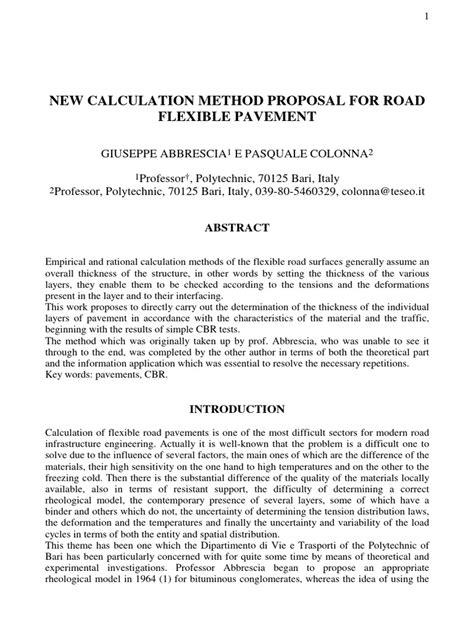 New Calculation Method Proposal For Road Flexible Pavement Pdf Road