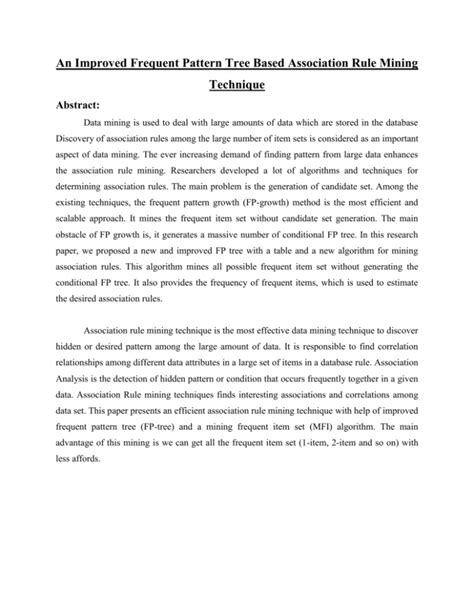 An Improved Frequent Pattern Tree Based