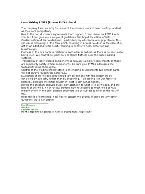 Laser Welding Pfmea Pdf