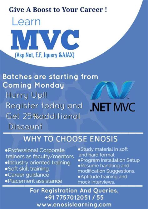 Enosis Learning On Linkedin Aspnet Mvc Training And Placement Program