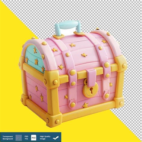 Premium Psd Cute Treasure Chest 3d Isometric Render White Background