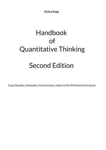Handbook Of Quantitative Thinking Second Edition