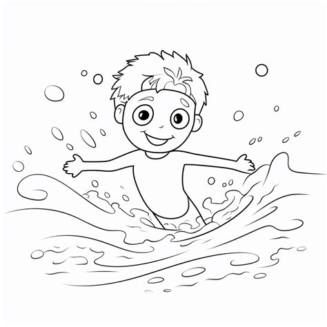 Coloring Swimming Summer Pages Cute Float Printable Swim Bear Colouring