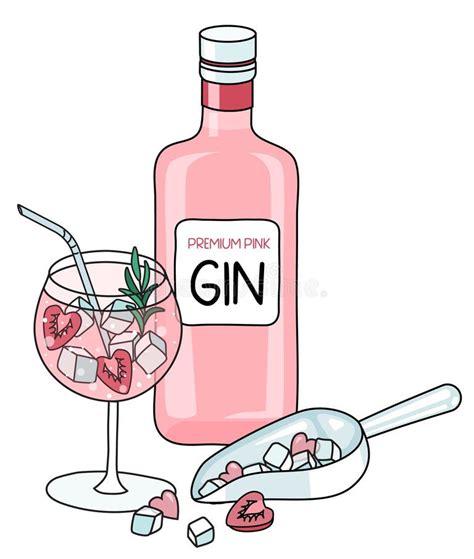 Pink Gin Bottle Stock Illustrations 154 Pink Gin Bottle Stock