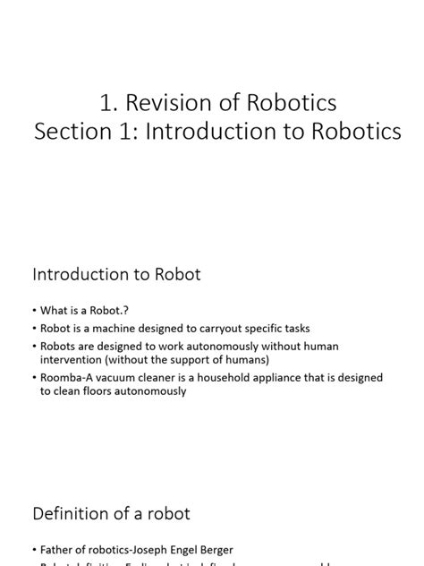 sec 1 introduction to robotics pdf robot robotics