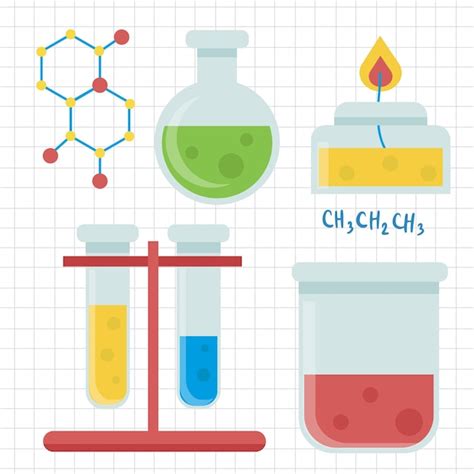 Free Vector Laboratory Equipment With Glass Tubes Flask Beaker And