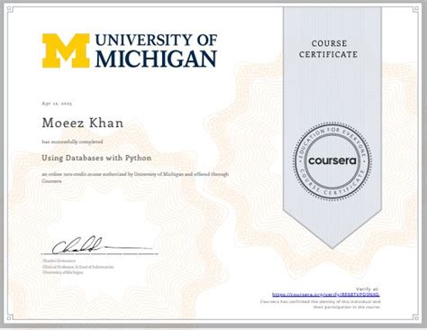 Completed Using Databases With Python By Dr Charles Severance Part Moeez Khan
