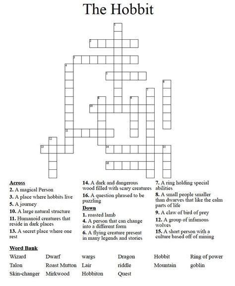 Movie Themed Crosswords