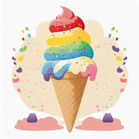 Ice Cream In Wafer Cone Rainbow Color Stock Image Image Of Text