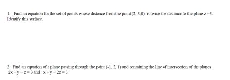 Solved Find An Equation For The Set Of Points Whose Chegg