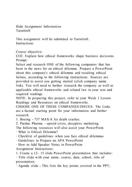 Hide Assignment Informationturnitin®this Assignment Will Be Docx