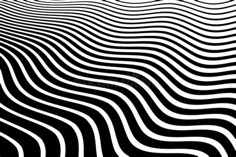 Abstract Black And White Wavy Lines Pattern With 3d Illusion Effect Stock Vector Illustration