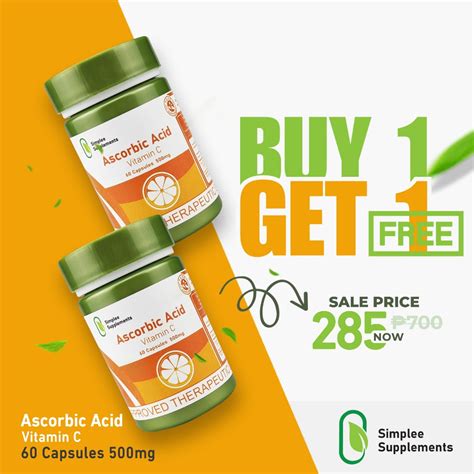 Buy 1 Get 1 Simplee Ascorbic Acid Daily Antioxidant Support For