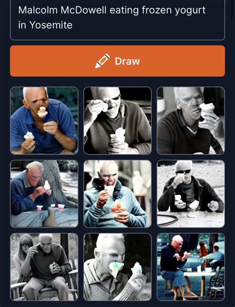 British Actor Malcolm Mcdowell Eating Some Frozen Yogurt In Yosemite R Dallemini