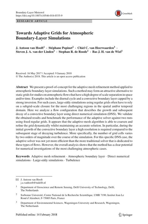 Pdf Towards Adaptive Grids For Atmospheric Boundary Layer Simulations