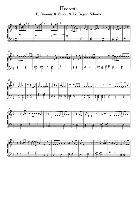 Heaven Arr Bryan Adams Partitions Bryan Adams Piano Solo