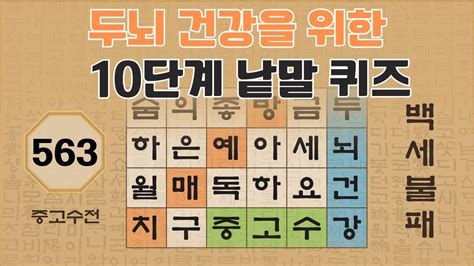 두뇌 건강을 위한 10단계 낱말 퀴즈 563편 숨은단어찾기 낱말퀴즈 뇌건강 뇌훈련 퀴즈 집중력강화 치매예방