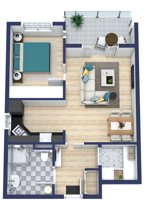 1 Bedroom Floor Plan With Separate Laundry Open Bedroom Bathroom