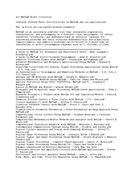 Matlab Books Tittles Pdf Matlab Numerical Analysis
