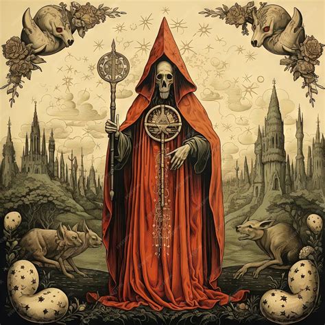 Premium Ai Image Medieval Styled Occult Art With Skeleton And Monsters Ancient Icon Or Old