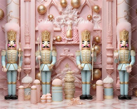 Christmas Digital Backdrop Photography Pink Nutcracker Digital