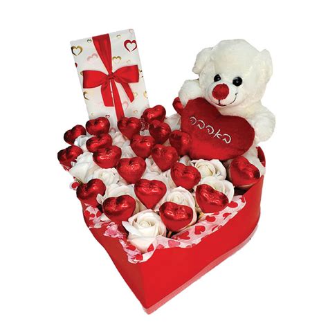 מתנה ליום הולדת מתנה ליום האהבה מארז לבבות מארז עם דובי פרלינים ולנטיין דיי