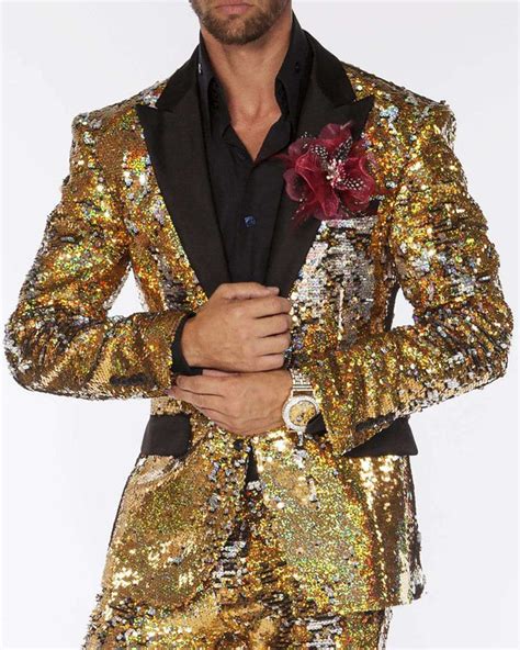 Sequin Suit New R Gold Silver Wedding Tuxedo Prom Angelino