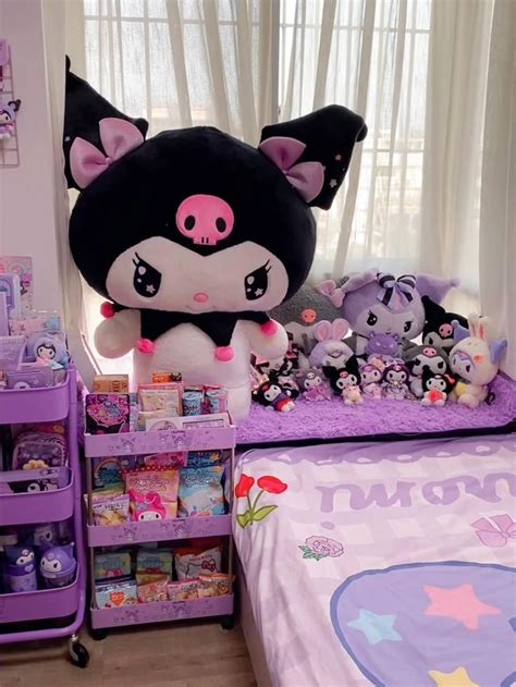 Cute Sanrio Kuromi Desk [video] Kawaii Room Ideas Kuromi Room Hello