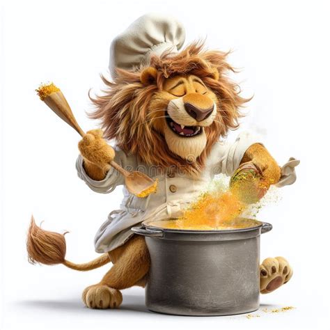 A Hilarious Lion Chef Stirring A Giant Pot Of Culinary Chaos A Vibrant
