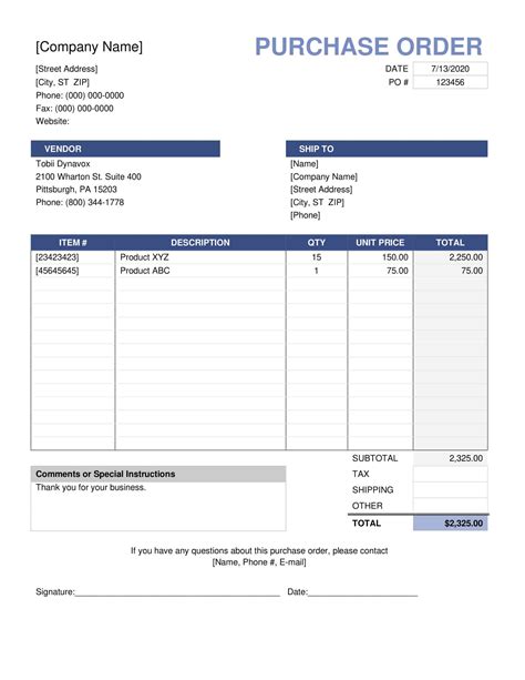Free Printable Purchase Order Templates Pdf Excel