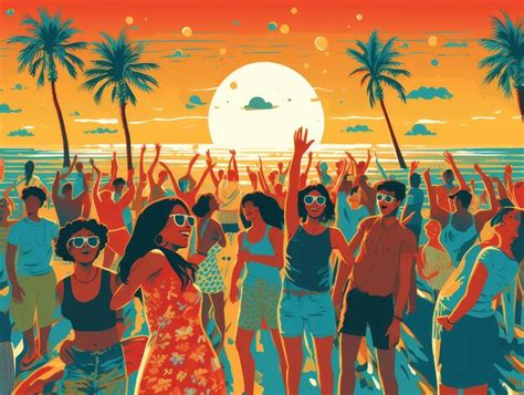 Premium Ai Image Young People At A Beach Party In Summer