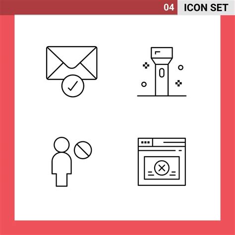 Set Of 4 Modern Ui Icons Symbols Signs For Mail Block Devices Products Page Editable Vector