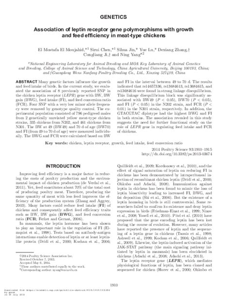 Pdf Association Of Leptin Receptor Gene Polymorphisms With Growth And