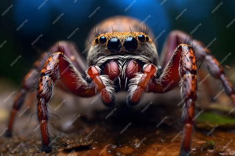 Una Araña Con Ojos Grandes Y Ojos Rojos Se Sienta Sobre Una Superficie