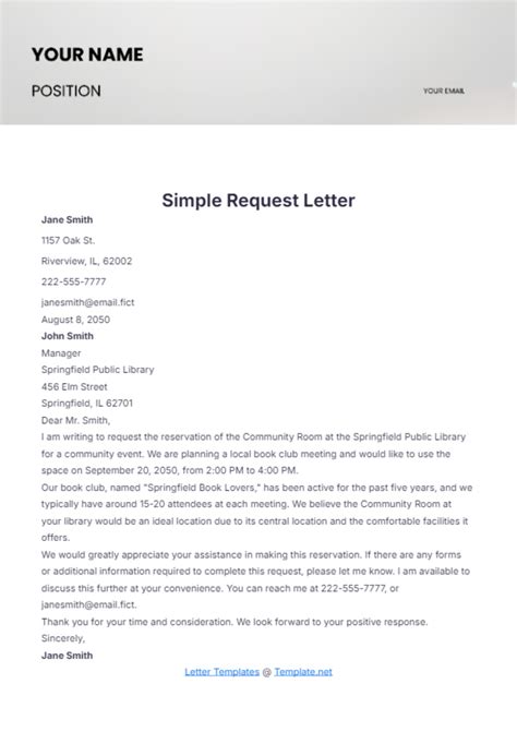 Free Simple Request Letter Template To Edit Online