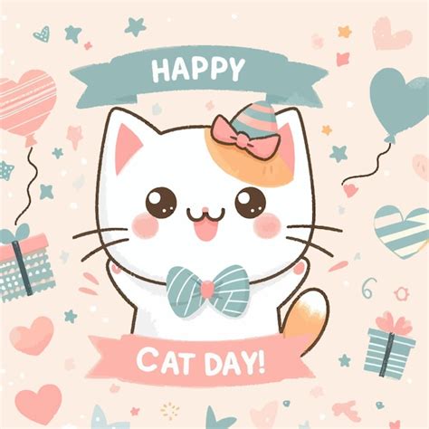 Premium Vector International Cat Day Vector Illustration