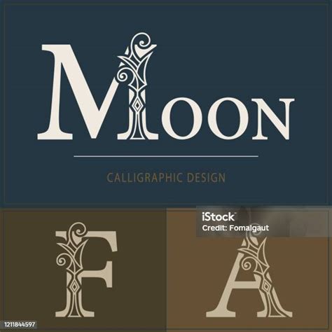 로얄 캐피탈 레터 M F A 우아한 우아한 스타일 라인 아트 로고 디자인 책 디자인 브랜드 이름 명함 레스토랑 부티크 호텔에 대한 빈티지 크리에이티브 그린 엠블럼 벡터