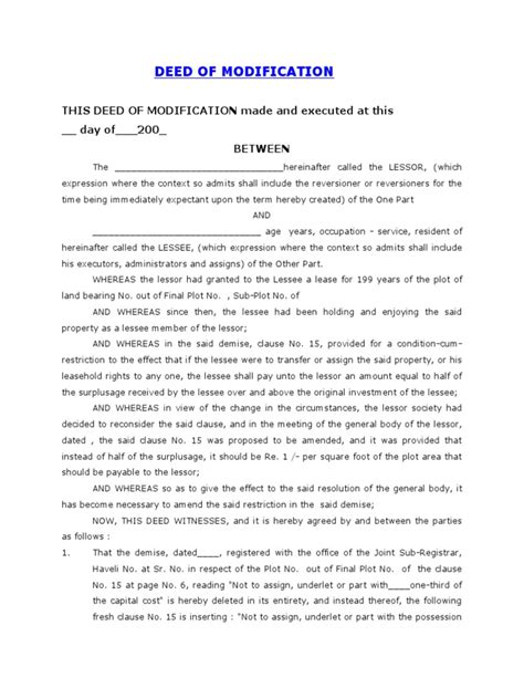 Deed Of Modification This Deed Of Modification Made And Executed At