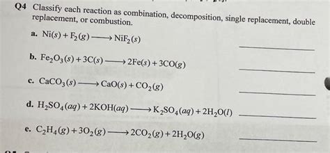 Solved Q4 Classify Each Reaction As Combination