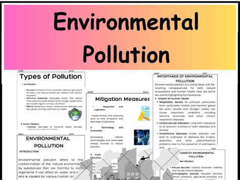 Envirnmental Pollution Theory Assessment Experiments Teaching