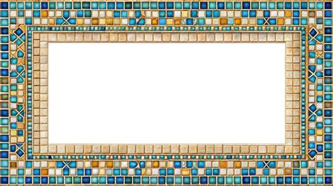 Mosaic Tile Border Framing A Clear Space Wideangle Premium Ai