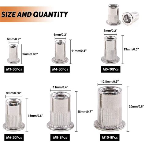 Flat Head Threaded Rivet Numetric Rivet Nut Assor Vicedeal